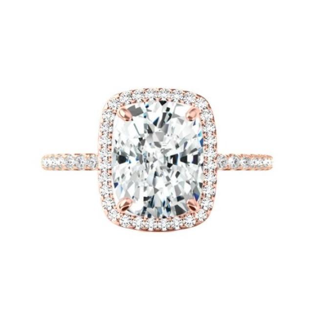 5 Carat Elongated Cushion Moissanite & Diamond Halo Engagement Ring 14k ... 5 Carat Elongated Cushion Moissanite & Diamond Halo Engagement Ring 14k ...