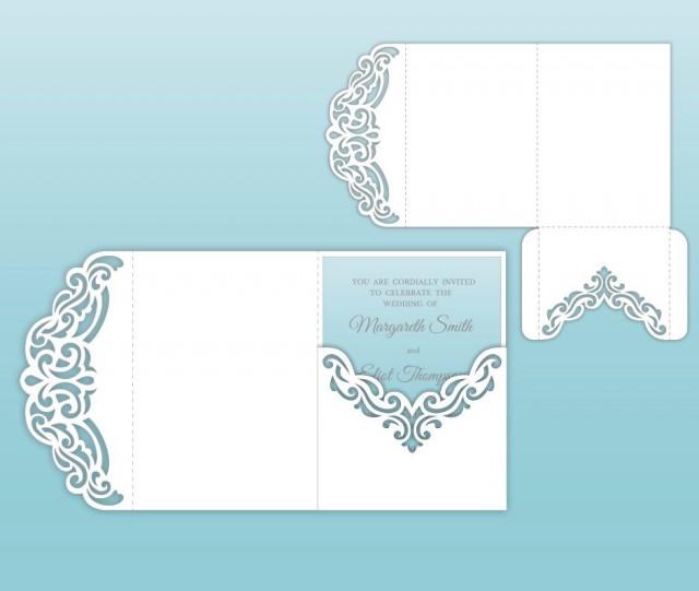 Silhouette Cameo Quinceanera Invitation SVG Wedding Invitation Pocket 