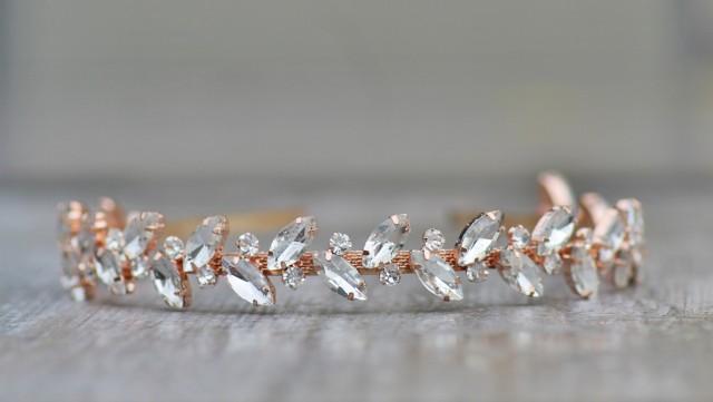 Stunning Rose Gold Large Marquise Crystal Bridal Headband Rose Gold