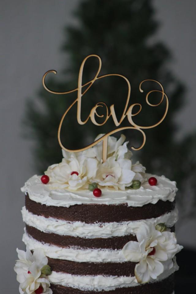Rustic LOVE Wedding Cake Topper - Wooden Cake Topper - Engagement Cake ...