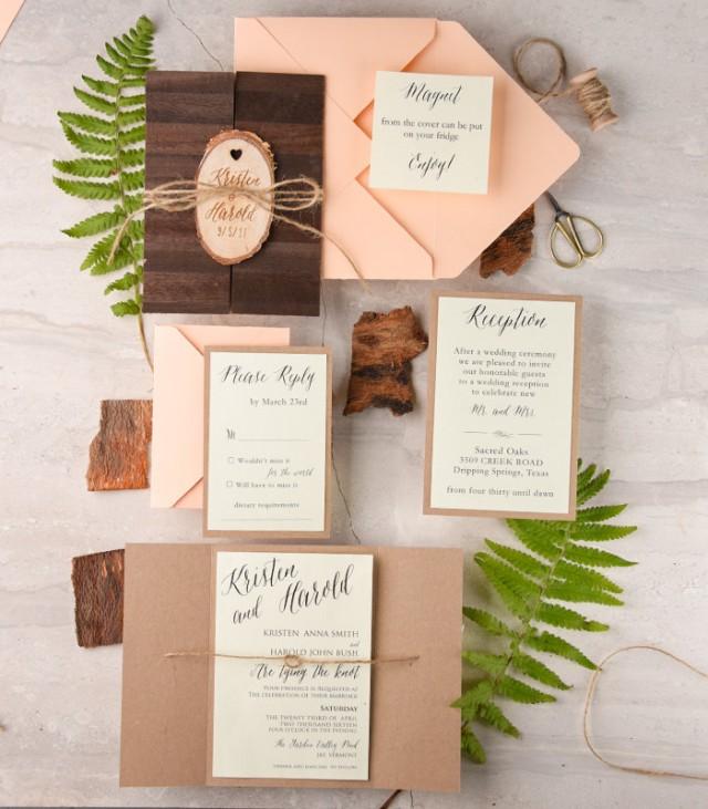Rustic Wedding Invitation And Rsvp (20), Real Wood Wedding Invitation ...