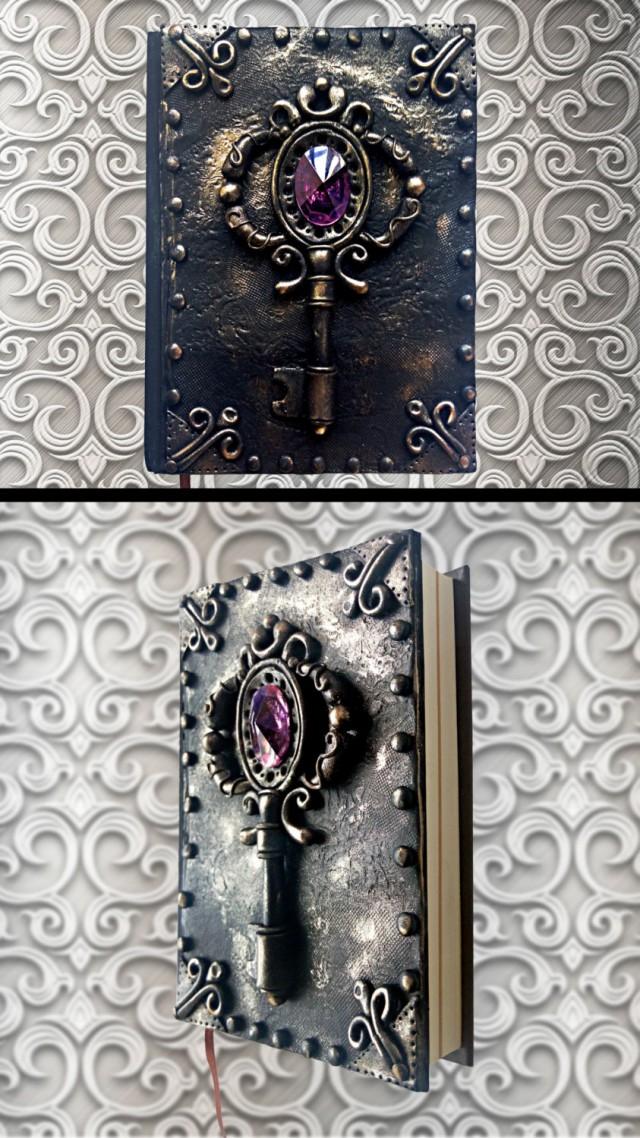 Black Handmade Notebook Polymer Clay Journal Vintage Book Personal ...
