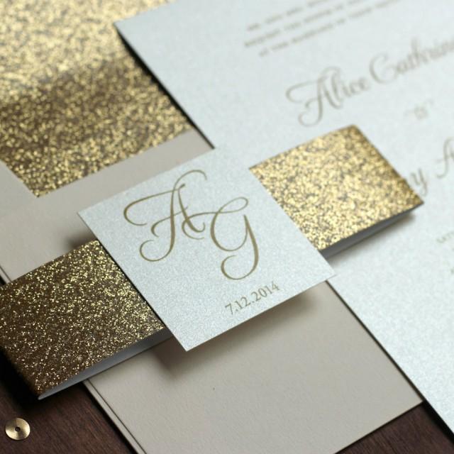 Glitter Wedding Invitation, Gold And Blush Invite, Belly Band ...