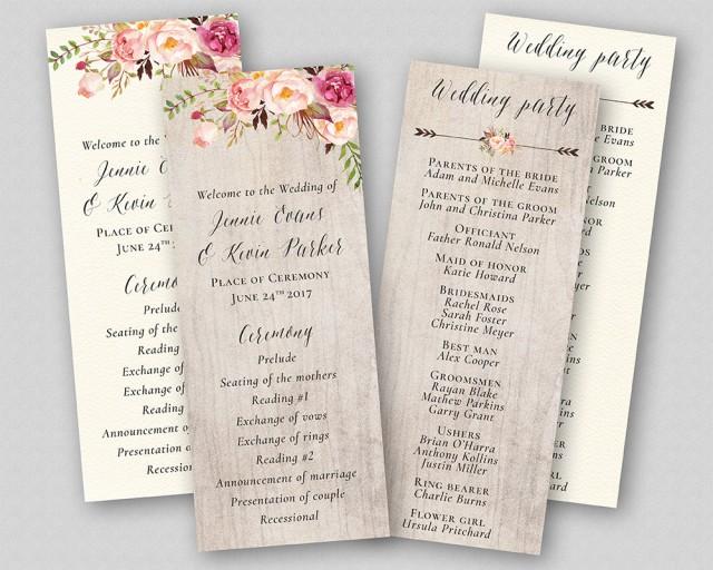 Rustic Wedding Program Downloadable Templates