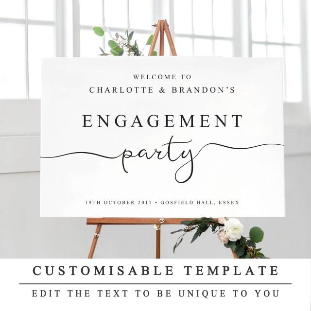 Personalised Engagement Party Sign, Printable Welcome To Our Engagement ...