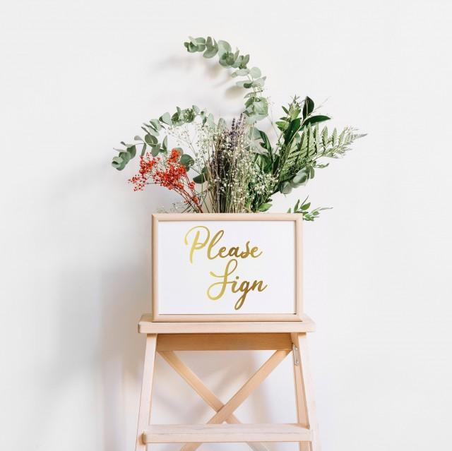 Please Sign In Gold Foil / Please Sign Print / Guest Book Table Signs ...